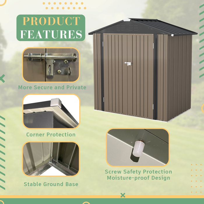 Devoko 6 ft. W x 4 ft. D Steel Storage Shed & Reviews | Wayfair